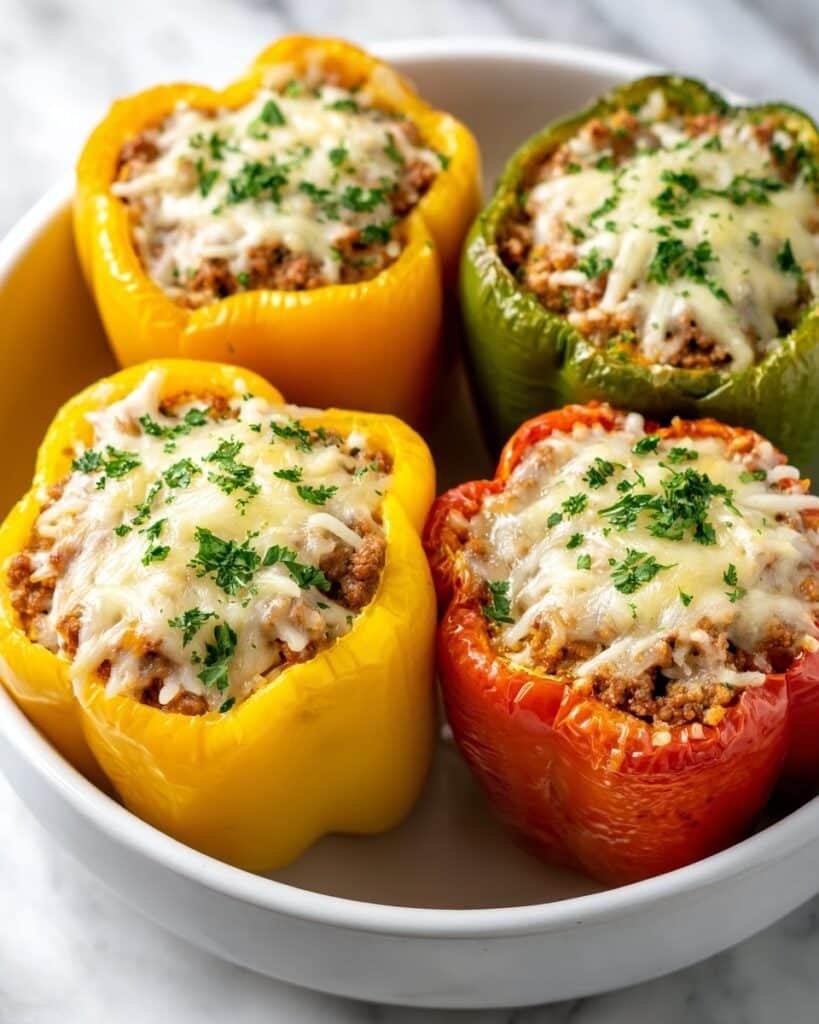 Stuffed Bell Peppers with Beef (No Rice) Recipe - HotSavors